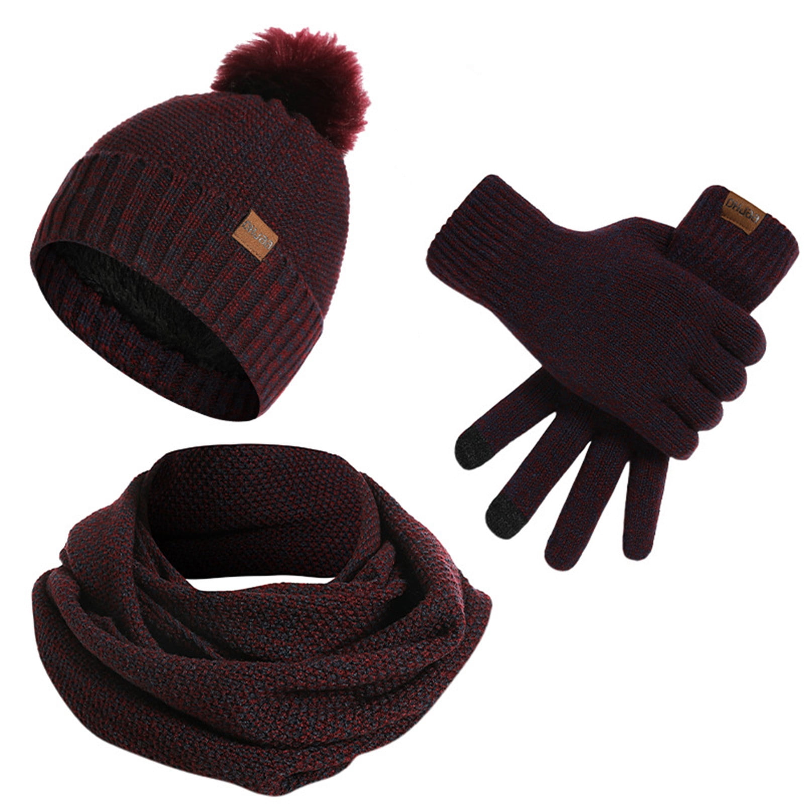 CheerKidz Womens Winter Knitted Hat Scarf Gloves Set Soft Comfortable ...