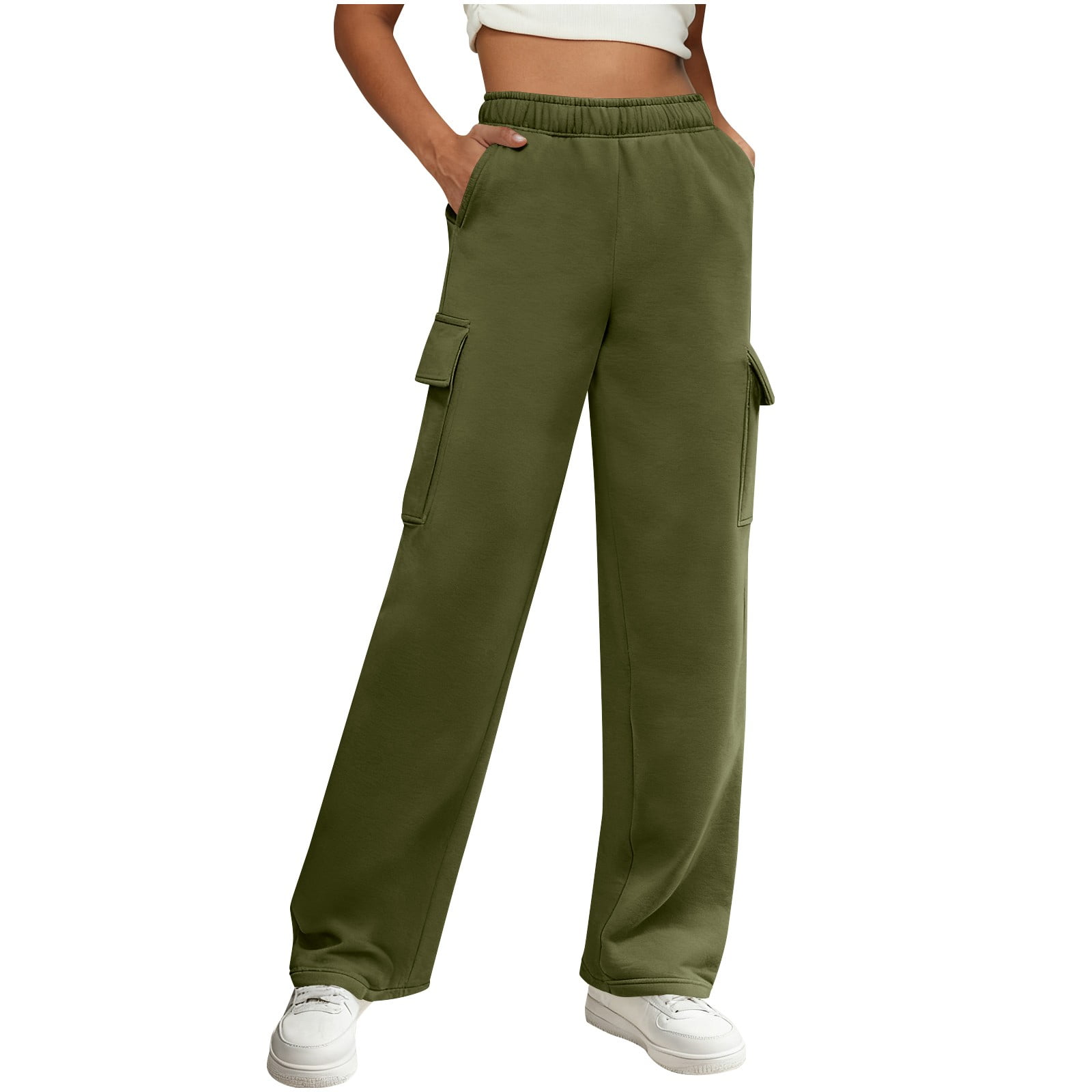 CheerKidz Womens Winter Work Pants Casual Multi Pocket High Waisted ...