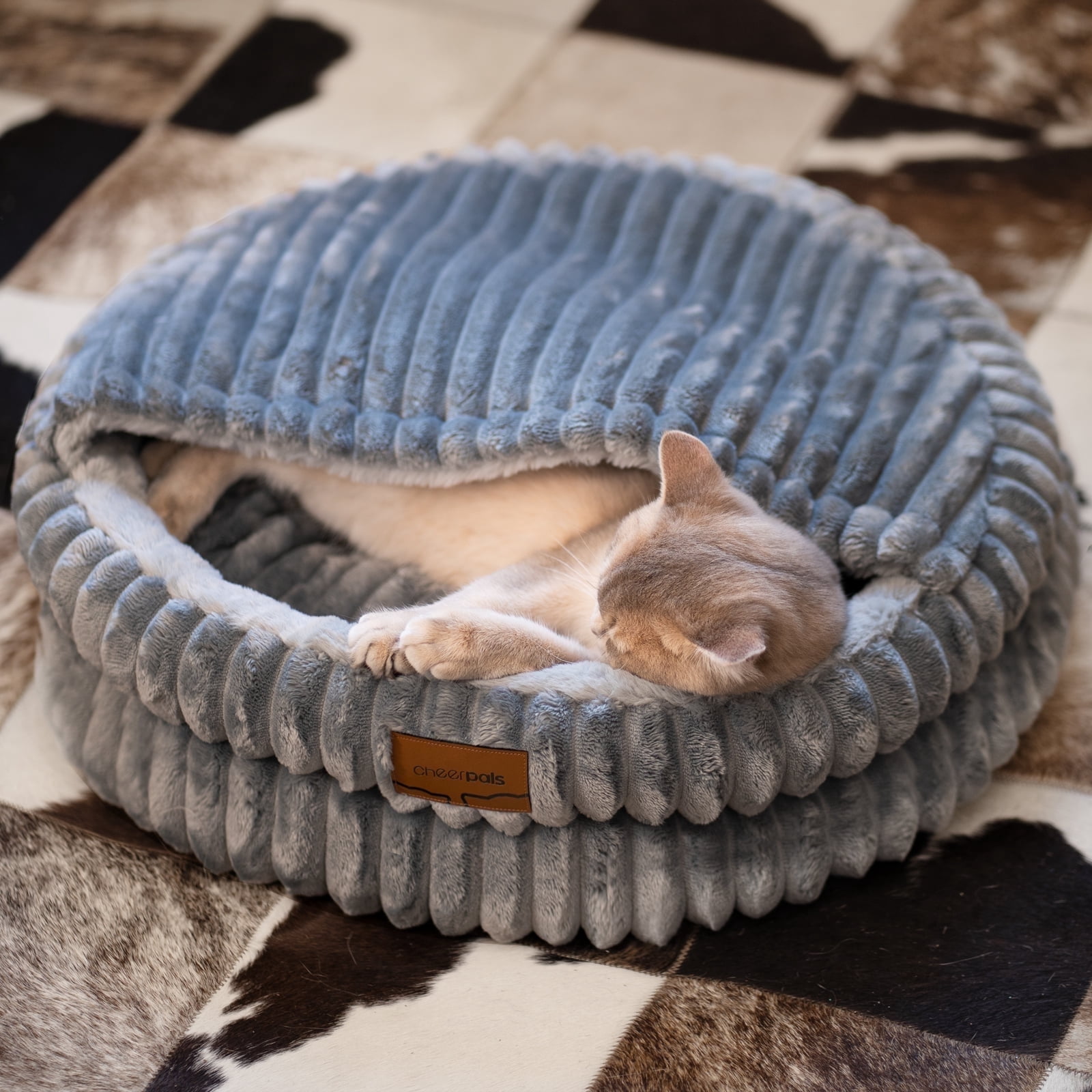 CheerPals Pet Cave, 20in Fluffy Soft Covered Cat Bed for Indoor Kitty ...
