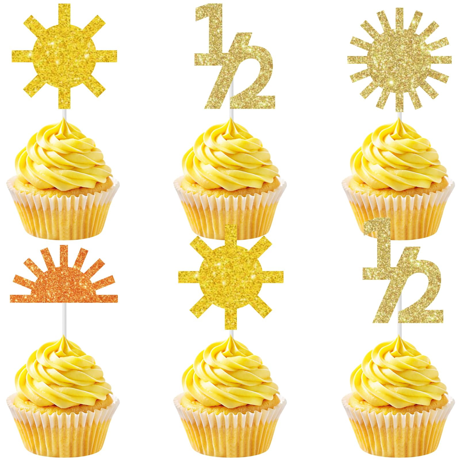 Cheereveal 24pcs Boho Half Sun Cupcake Toppers, MDH1Half Trip Around ...