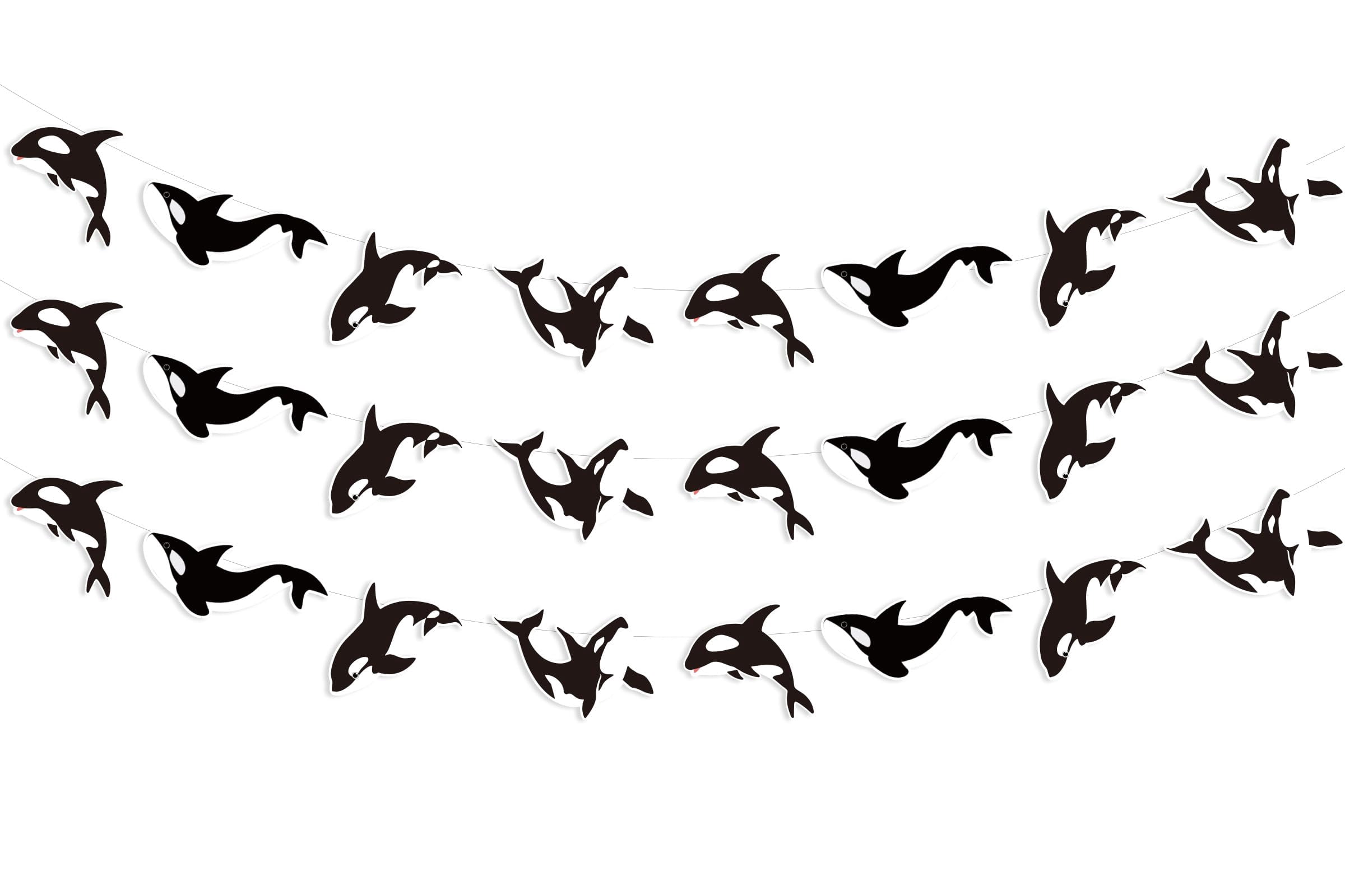 Cheereveal 3 Pack Killer Whale Garlands, Black and White Orca Hanging ...