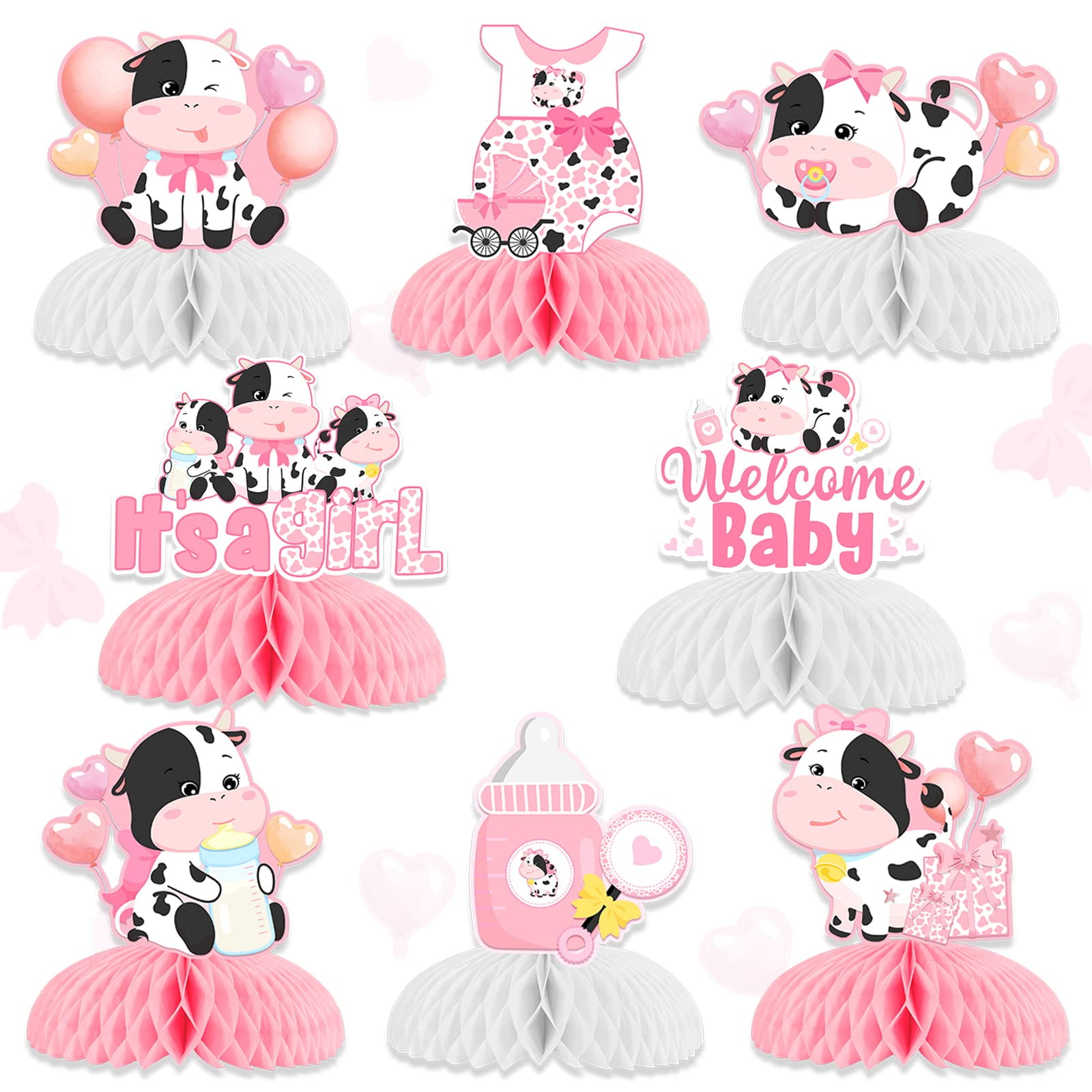 Cheereveal 8 Pieces Cow Honeycomb Centerpieces, Cow Table Topper ...