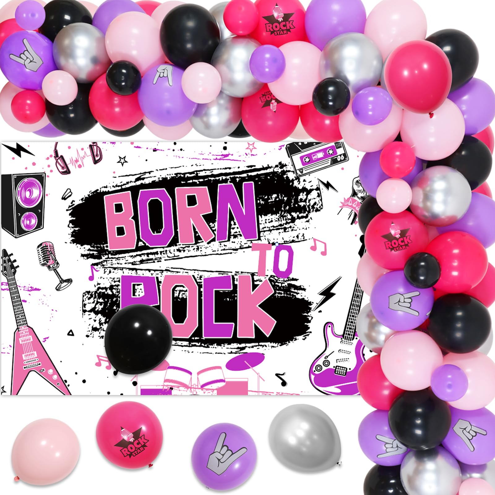 Cheereveal Born to Rock STF9 Party Decorations for Girls Garland Arch ...