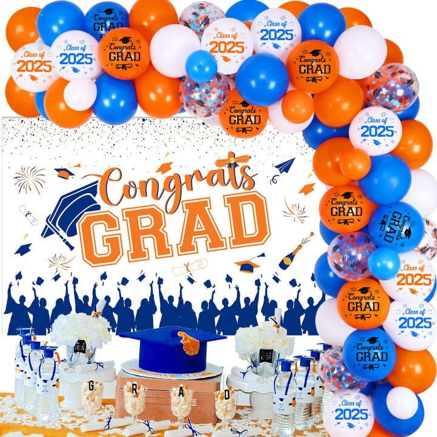 Cheereveal Orange andTRDN Blue Graduation Party Decorations 2025 ...