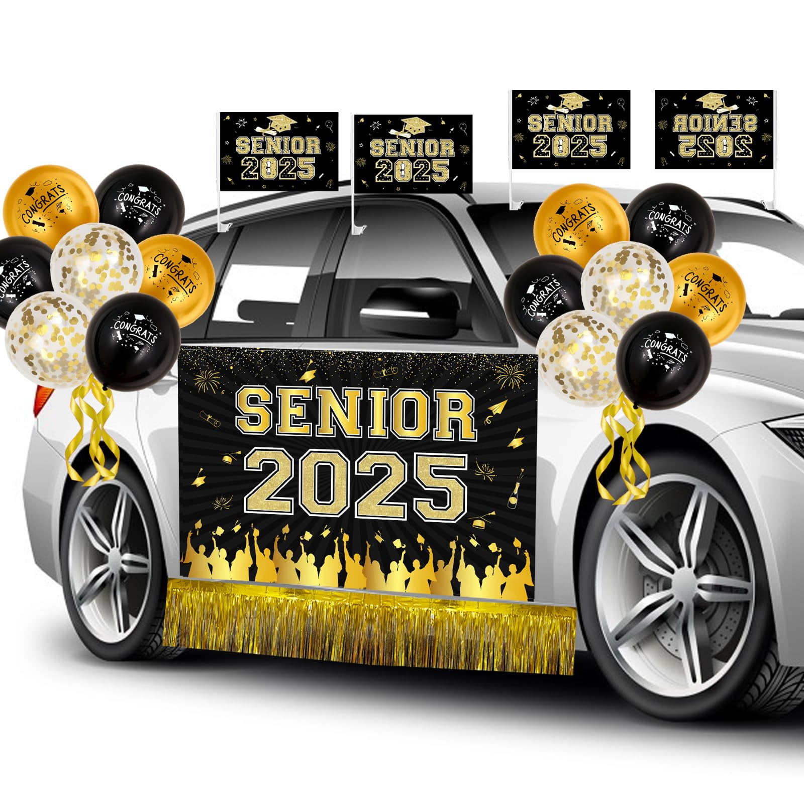 Cheereveal Senior Graduation Parade STF9 Car Decorations, Gold and ...