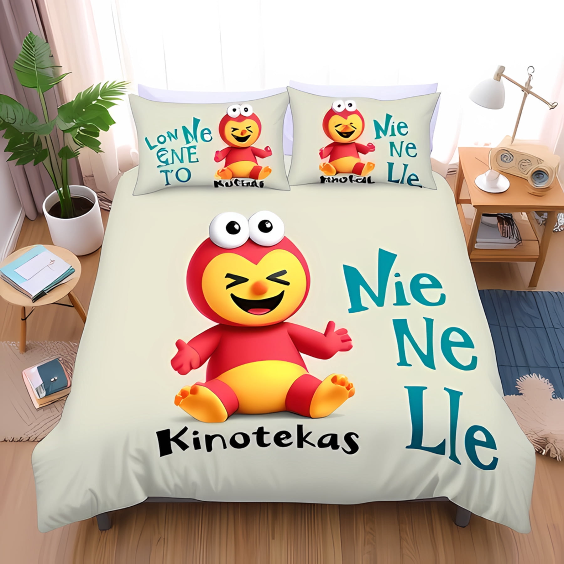 Cheerful 3-Piece Cream Bedding Set with Playful Design - Walmart.com
