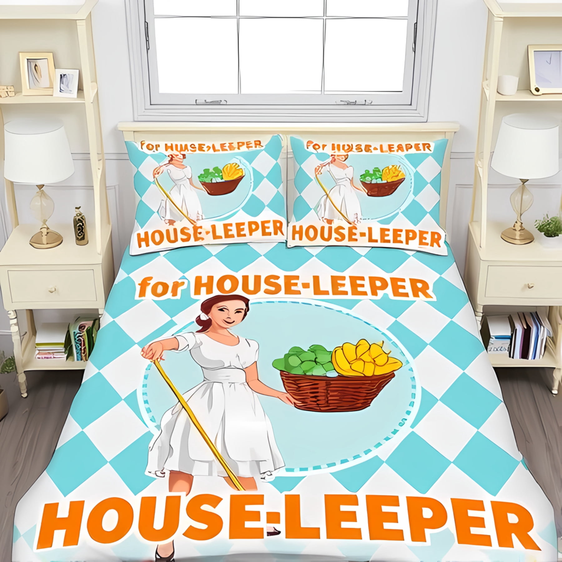 Cheerful 3-Piece Duvet Cover Set - "For HOUSE- " with Playful ...