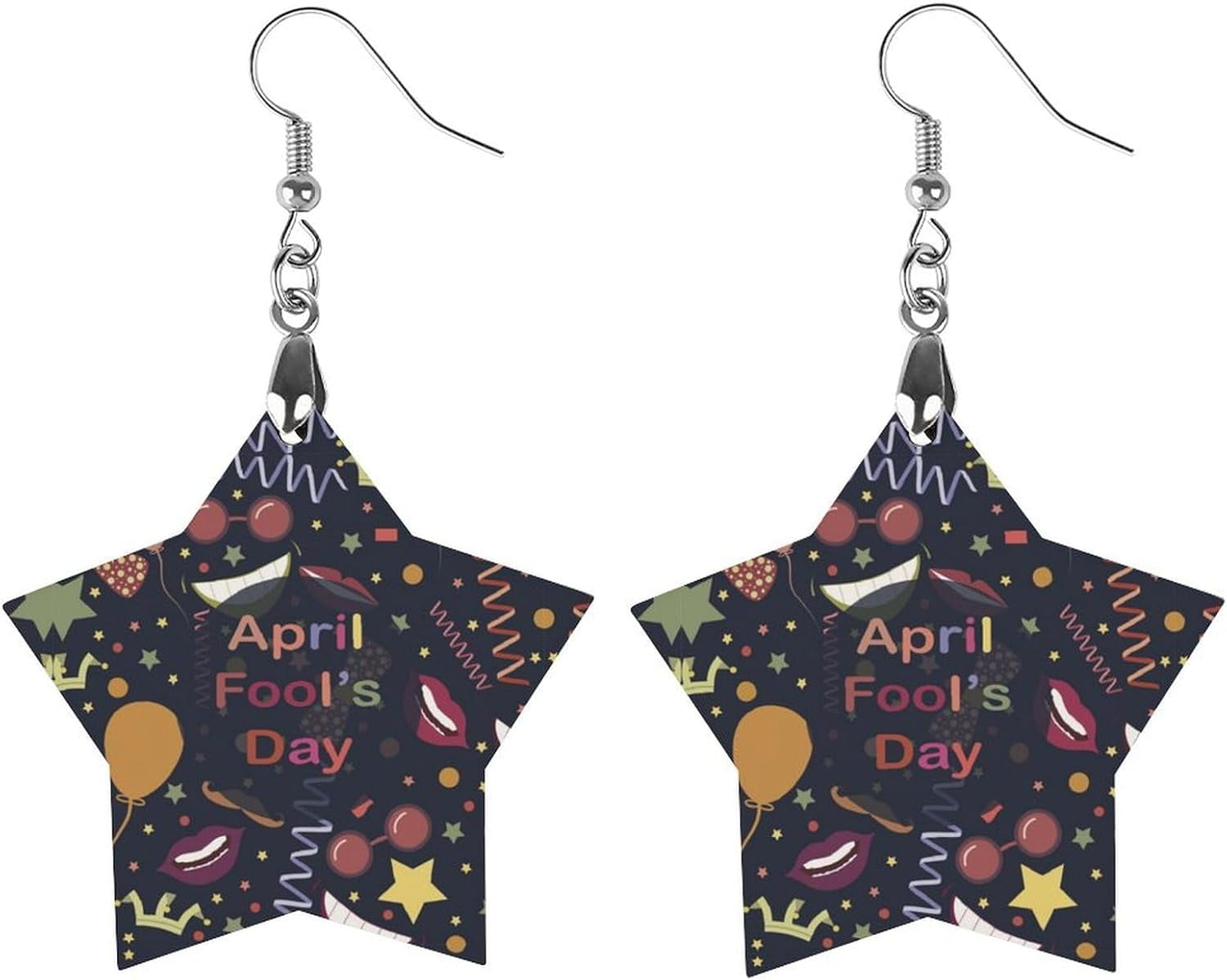 Cheerful April Fool's Day Fashion Wooden Teardrop Dangle Earrings For ...