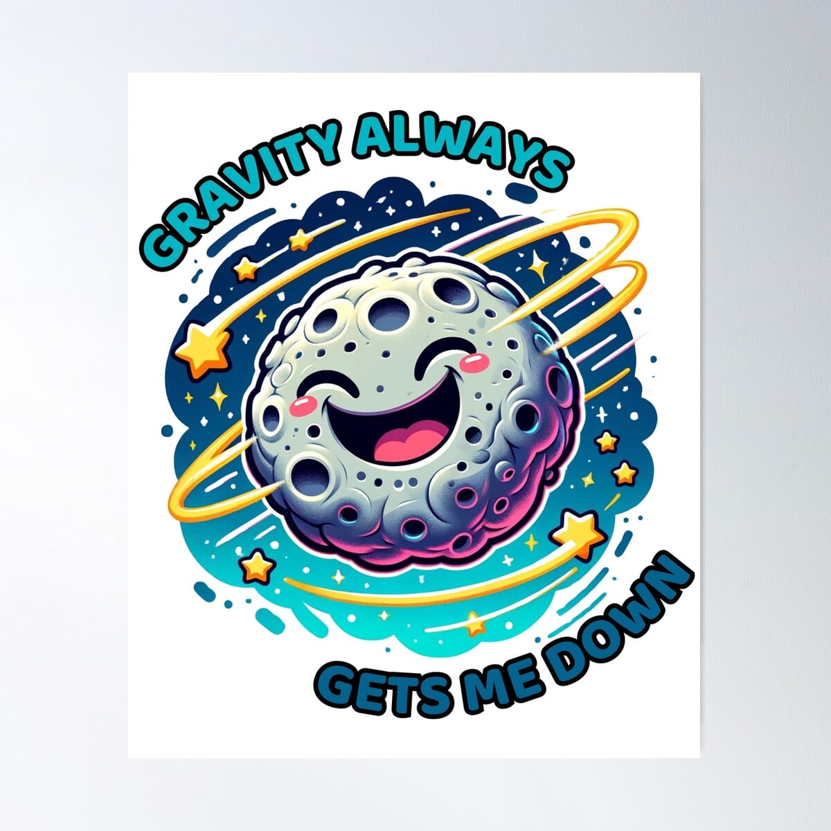 Cheerful Asteroid: Gravity Always Gets Me Down Poster Wall Art, Modern Wall Decor For Living ...