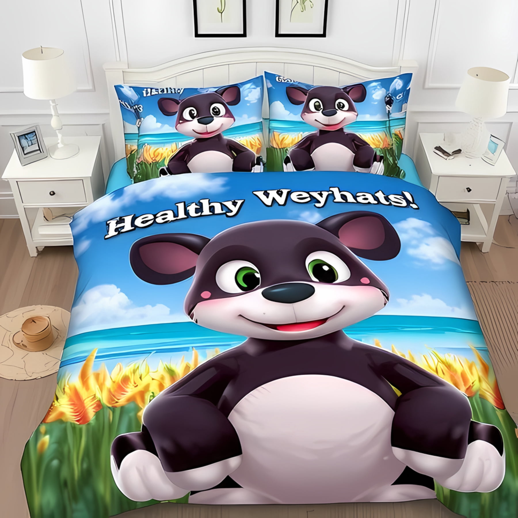Cheerful Cartoon Animal Bedding Set " Weyhats " Comforter & Pillowcases ...