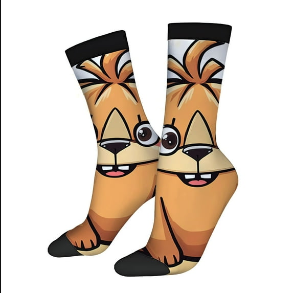 Cheerful Cartoon Animal Socks 2 Pairs of Playful Orange & Black Unisex ...