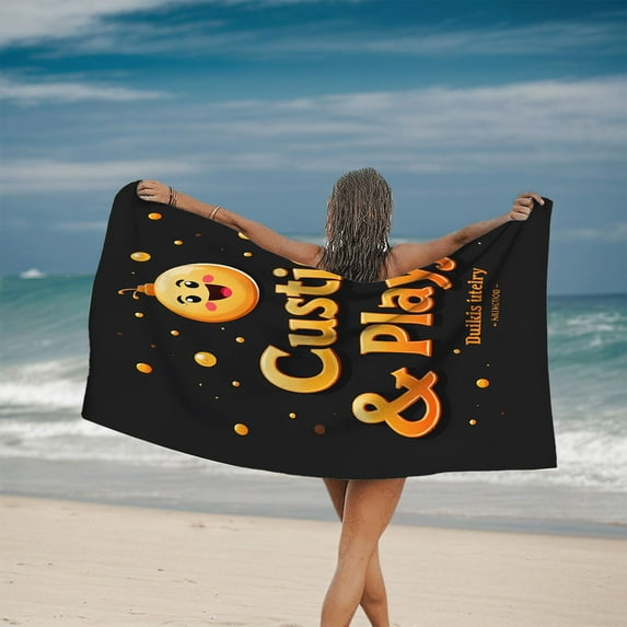 Cheerful Cartoon Character Beach Towel - Playful Design with Smiling ...