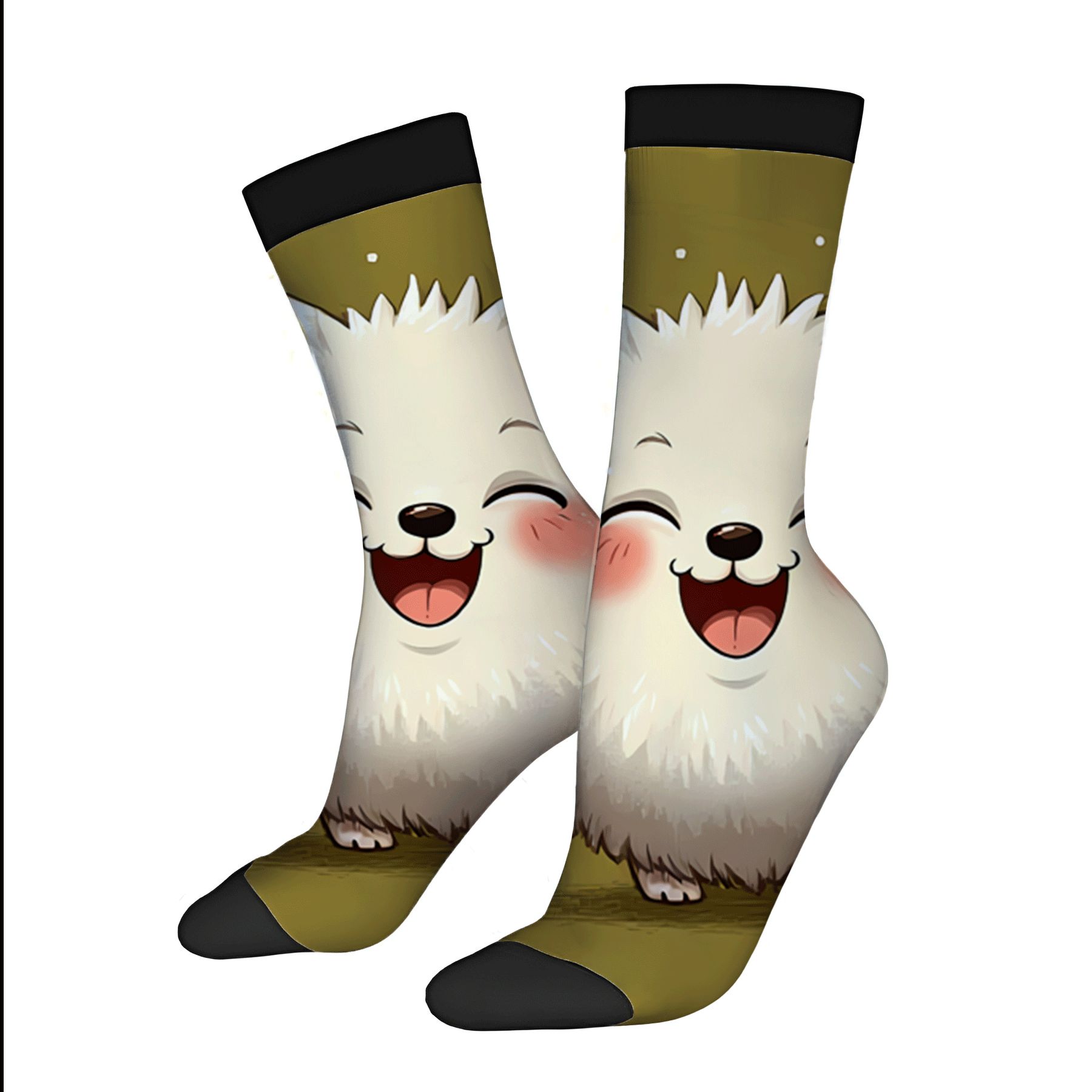 Cheerful Cartoon Dog Socks 2 Pairs of Unisex Trendy Socks with Tail ...