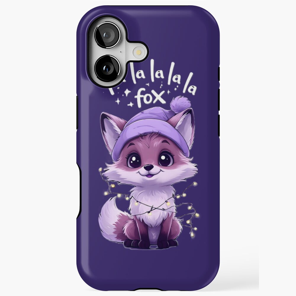 Cheerful Cartoon Fox with Festive String Lights Phone Case with iPhone ...