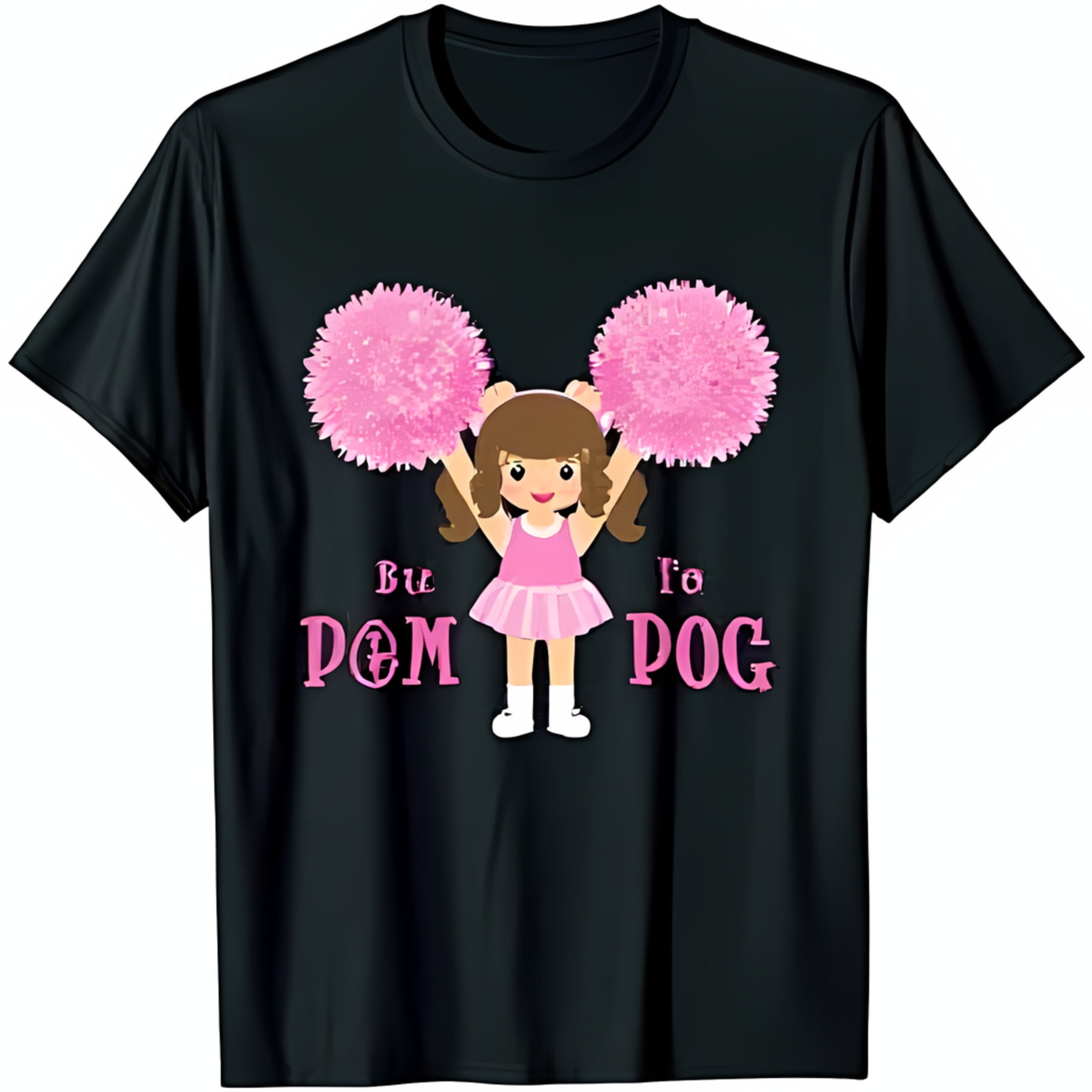 Cheerful Cartoon Girl in Pink Cheerleading T-Shirt ' POM Fo POG' Design ...