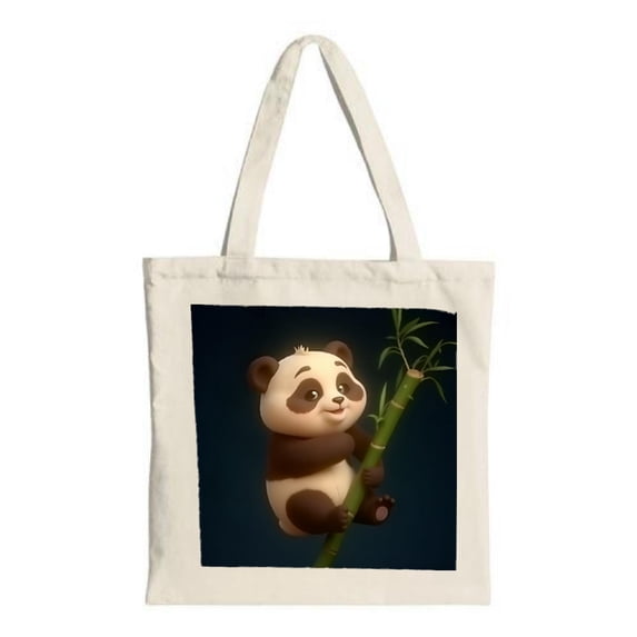 Cheerful Cartoon Panda Tote Bag - Bright Green Design Perfect for ...