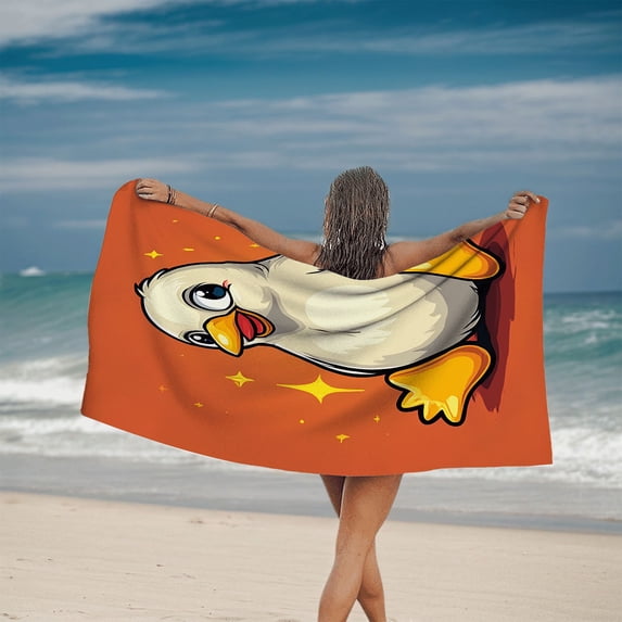 Cheerful Cartoon Penguin Beach Towel - Fun Colorful Design with ...