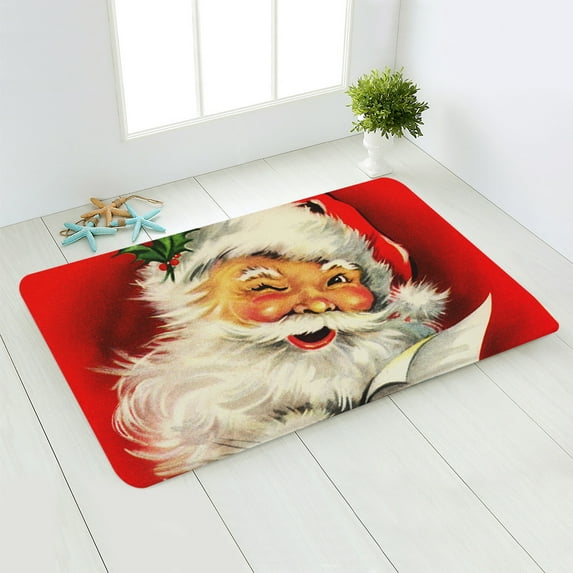 Cheerful Cartoon Santa Claus and elk area Rug - Non-Slip Floor Mat for ...