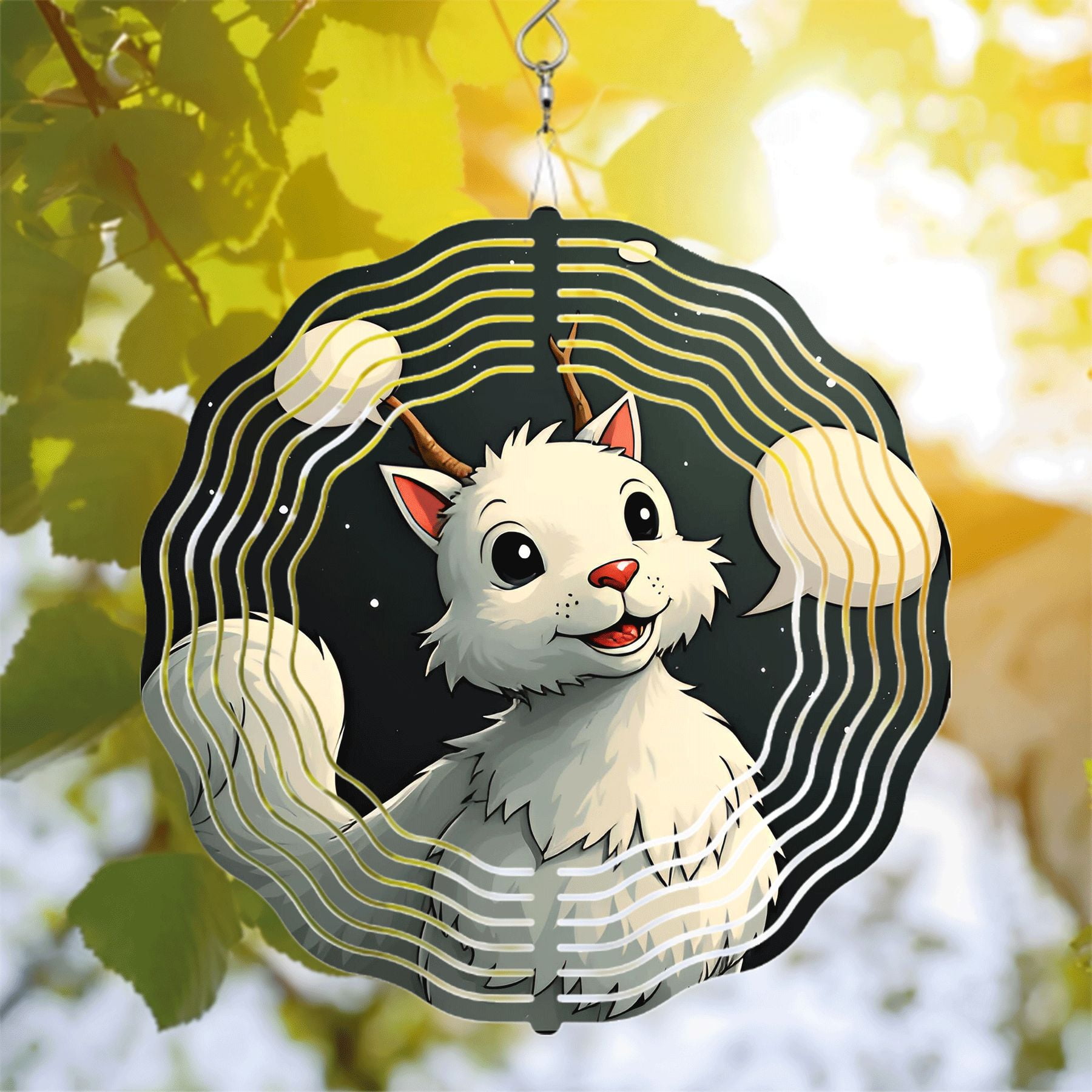 Cheerful Cat Design Metal Hanging Wind Spinners & Chimes for Yard ...