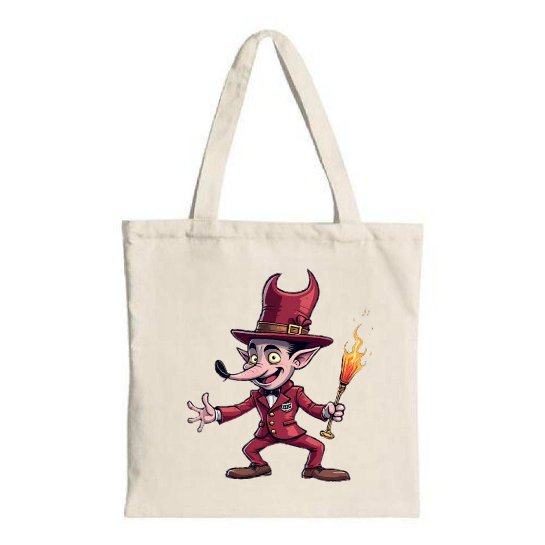 Cheerful Character Tote Bag - Red - Hatted Flame - Wielding Design ...