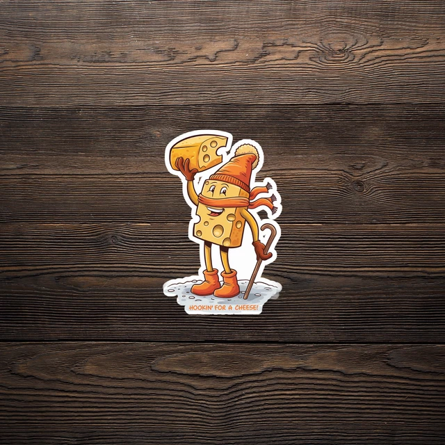 Cheerful Cheese Lover Sticker - Cute Cartoon Character Hookin' For A ...