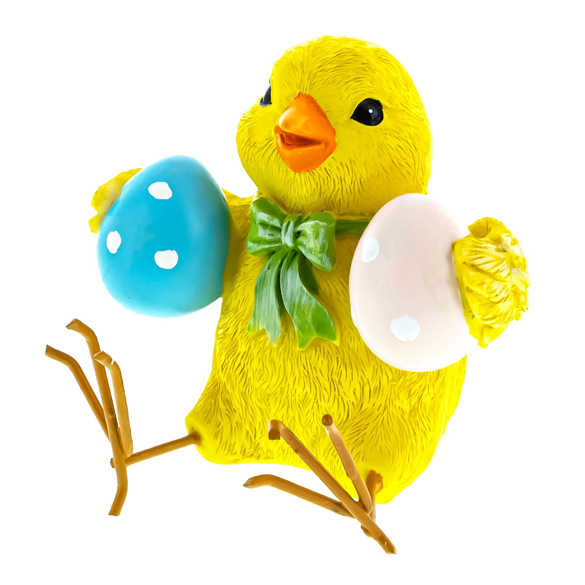 Cheerful Chick Holding Colorful Easter Polka Dot Eggs Figurine 3.2 ...