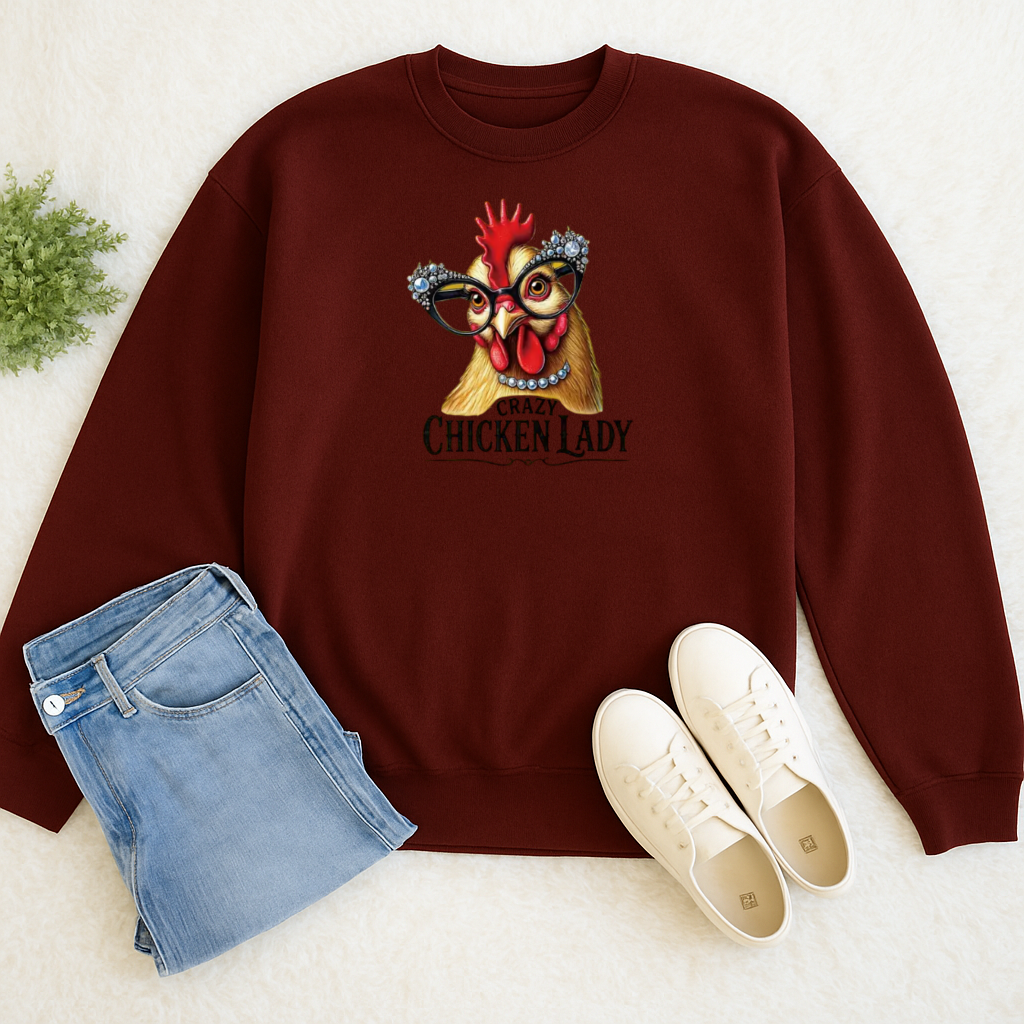 Cheerful Chicken Lady Cartoon Farm Animal Humor Everyday Graphic ...