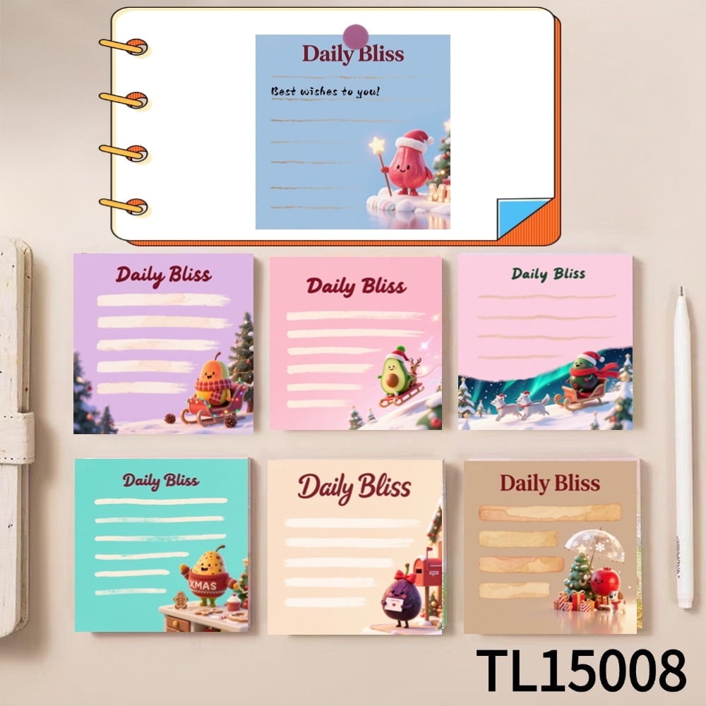 Cheerful Christmas Fruit - Themed Sticky Notes (3.54×3.54 inches) 100 ...