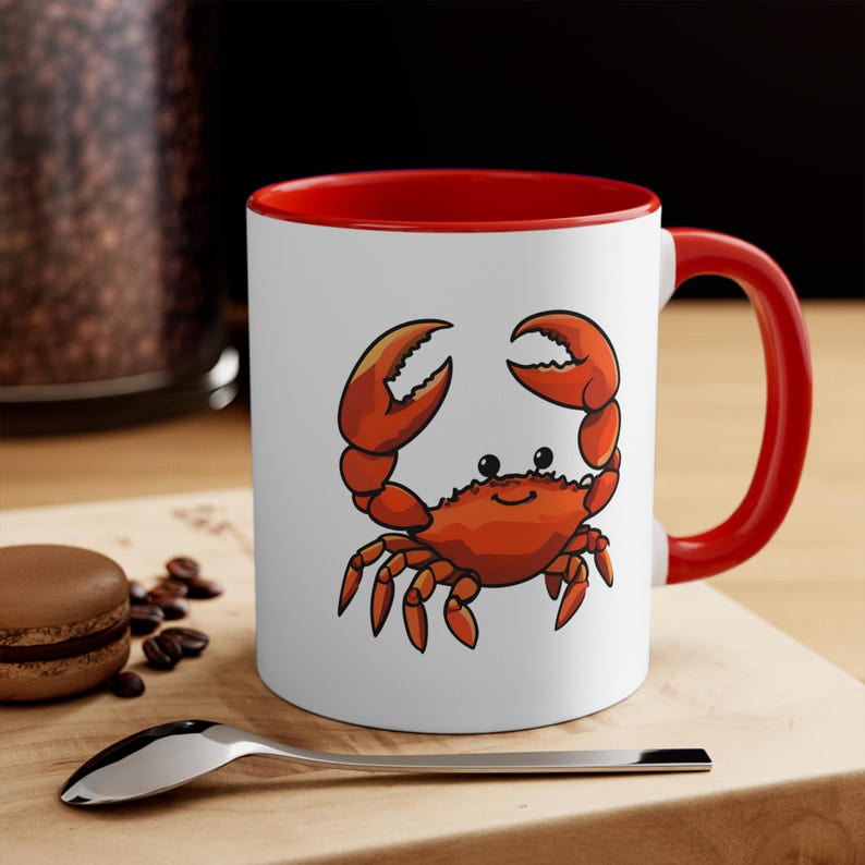 Cheerful Crab Mug with Red Accent Cute C1Artoon for Rust Programmers or ...
