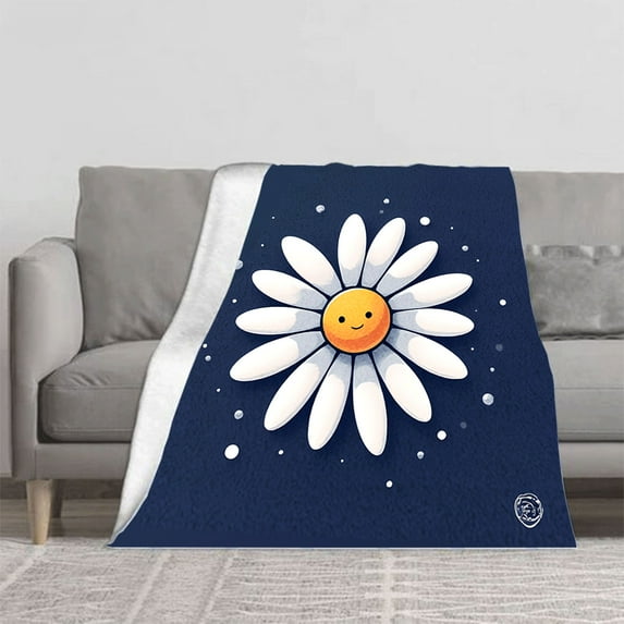 Cheerful Daisy Pattern Flannel Blanket - Soft Warm & Cozy for Sofa ...
