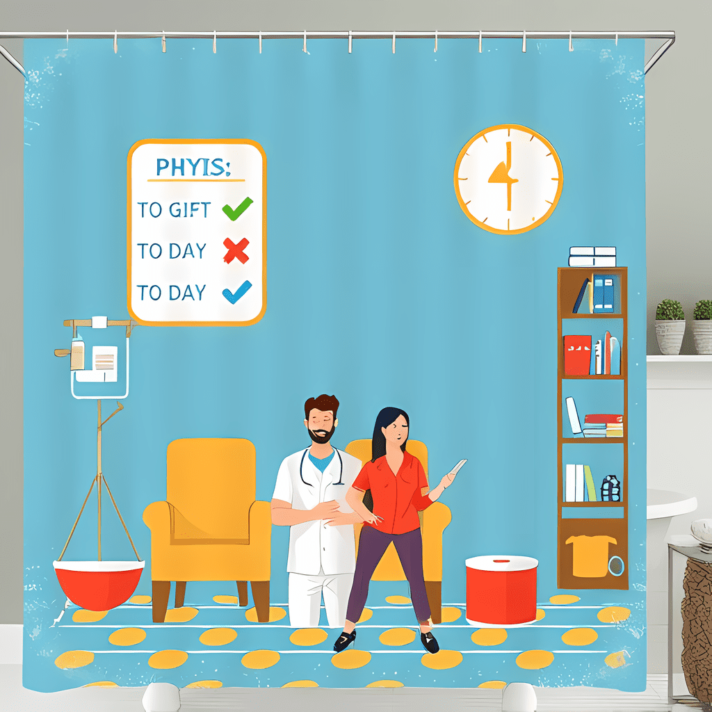Cheerful Doctor & Patient Shower Curtain - Vibrant Scene with PHYSIS ...