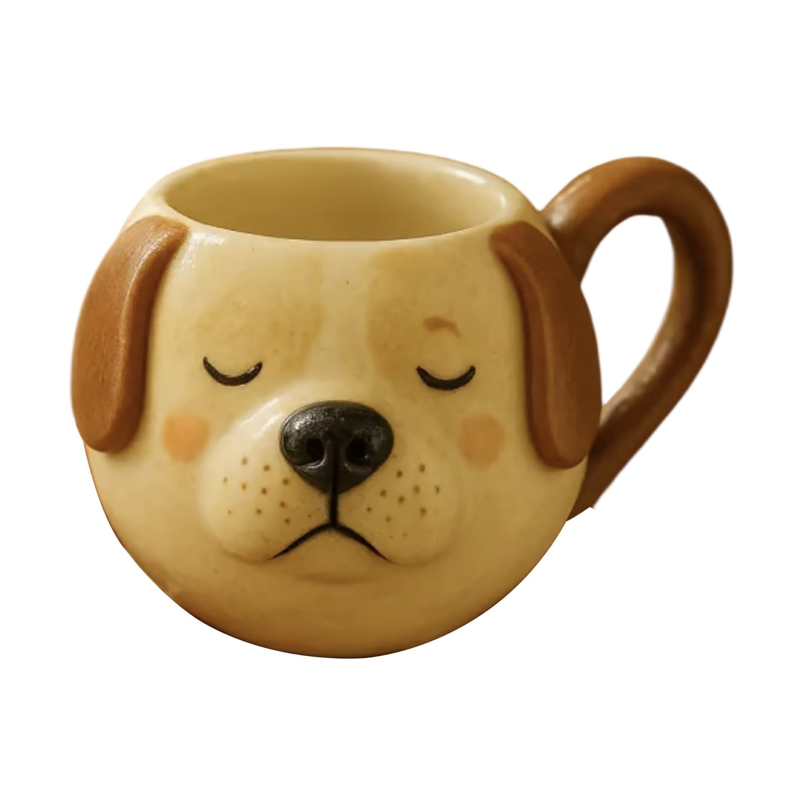 Cheerful Dog Face Glass Mug with Heat Preservation - Cute Happy Puppy Design Coffee Cup for ...