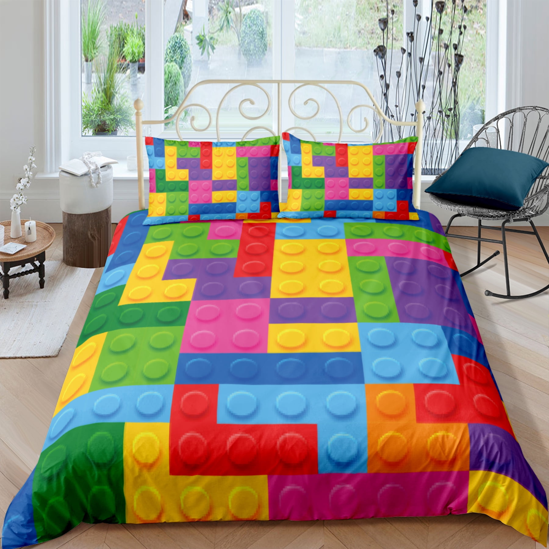 Cheerful Duvet Cover Set Bright Primary Colors Playful Design Includes ...