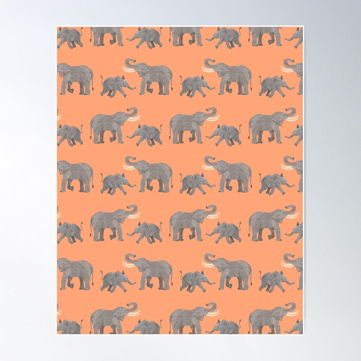 Cheerful Elephants Poster Wall Art, Modern Wall Decor For Living Room ...