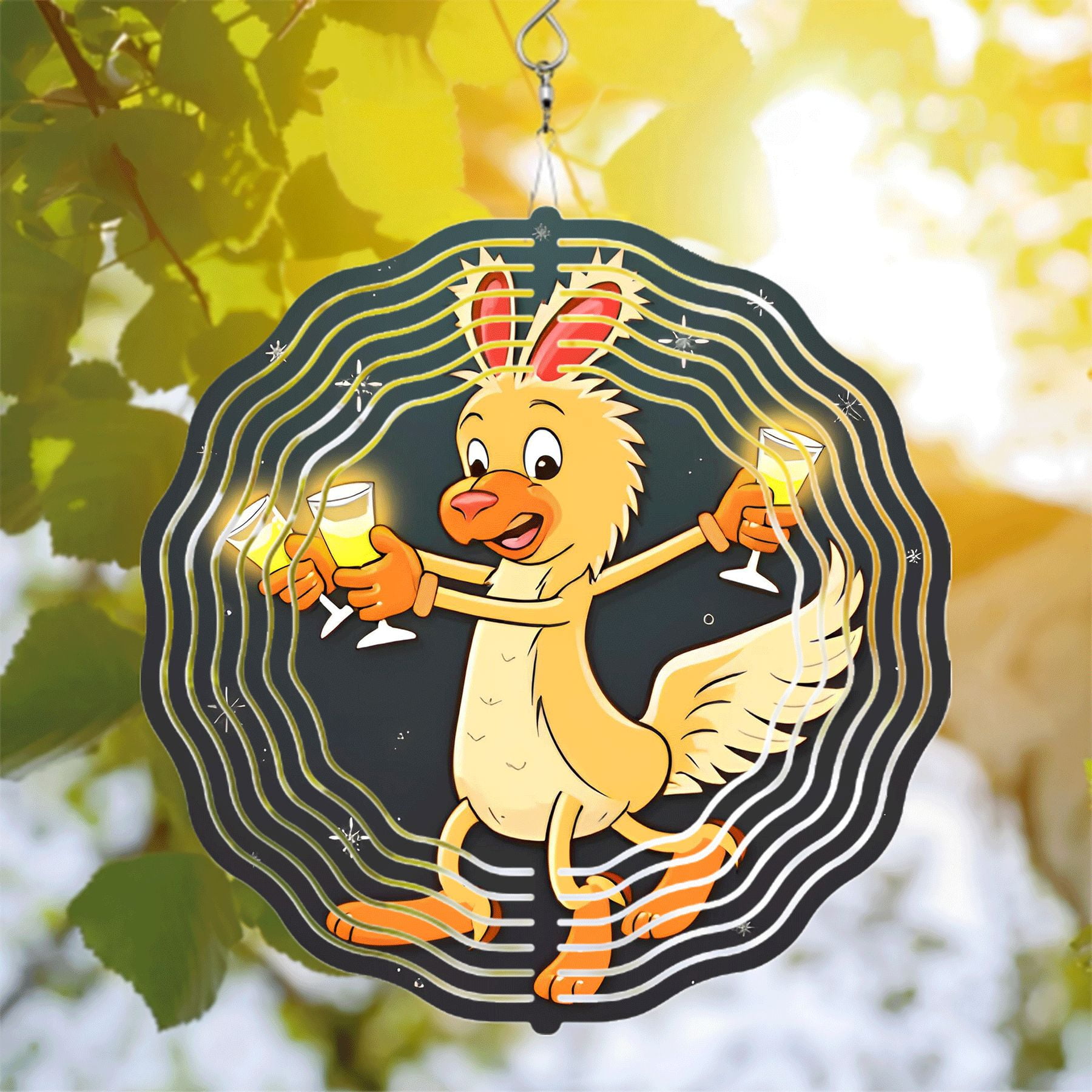 Cheerful Fox Design Metal Hanging Wind Spinners & Chimes for Yard ...