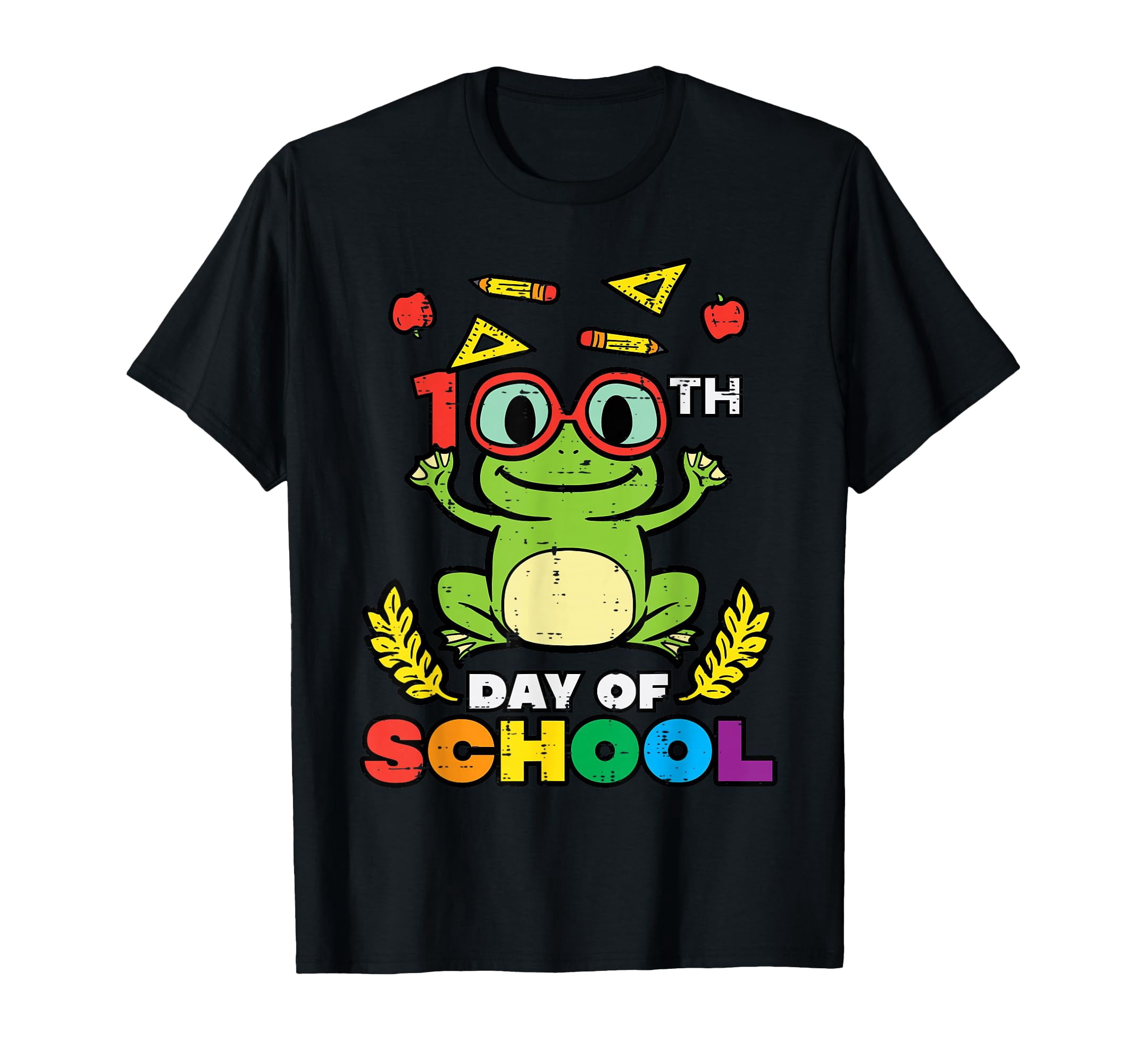 Cheerful Frog 100th Day School Teacher Celebration Gift T-Shirt ...
