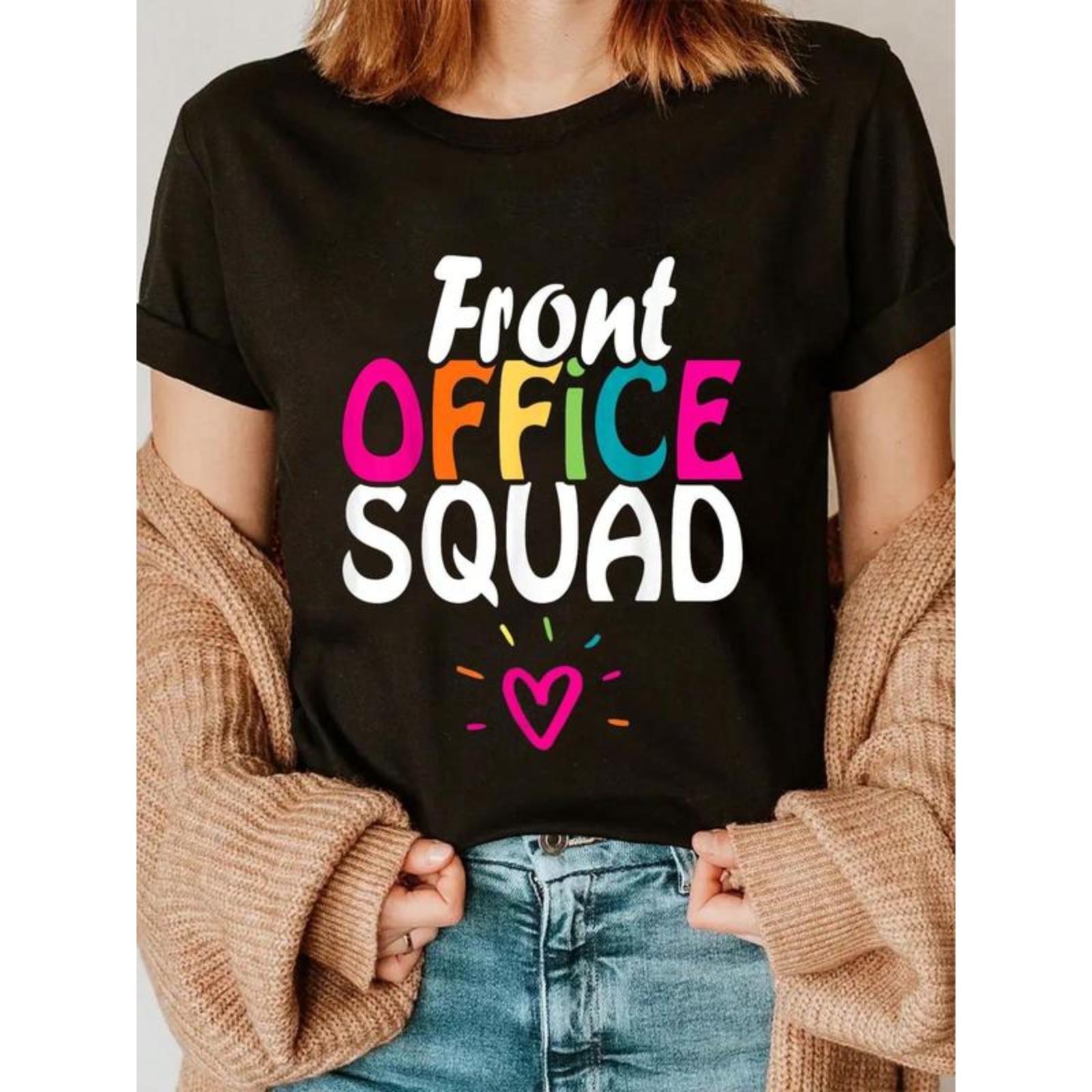 Cheerful Front Office Themed Patterned Tee,Boasts "Front OFFICE SQUAD ...