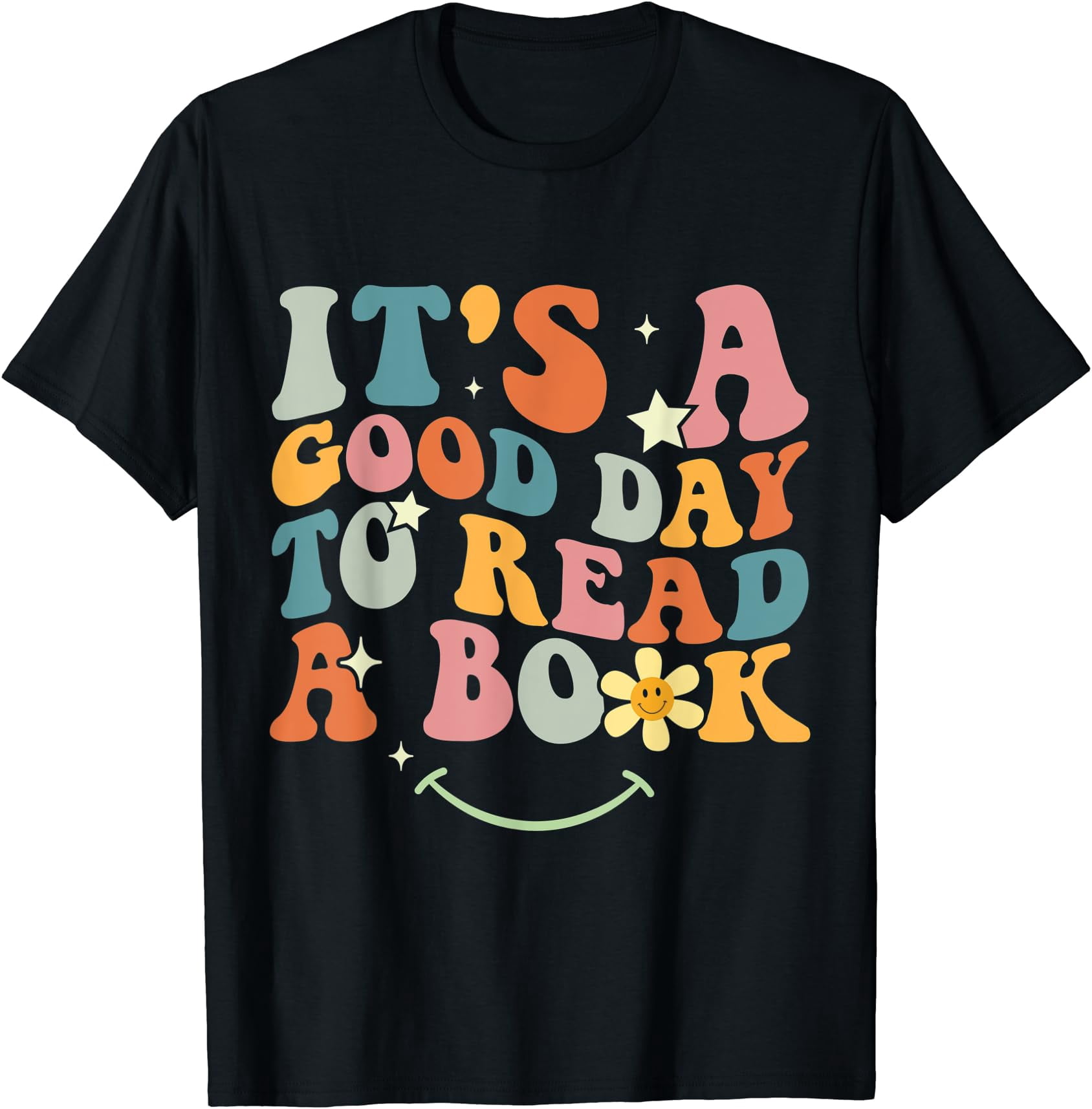 Cheerful Funny Library Reading T-Shirt for Book Lovers with Smiley Face ...