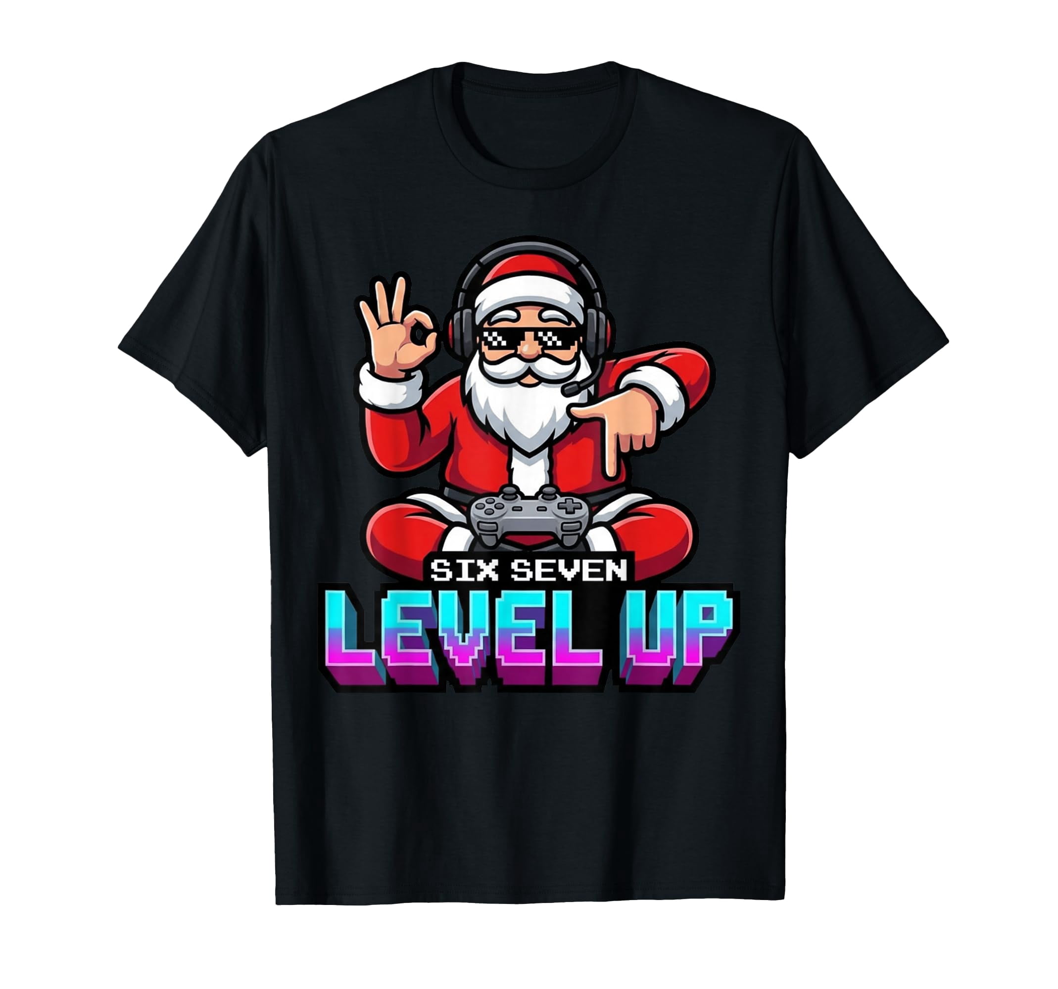 Cheerful Gamer Santa Graphic T-Shirt for Fun Christmas Gaming ...