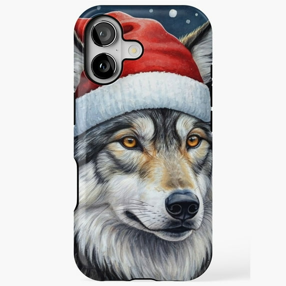 Cheerful Holiday Christmas Wolf Graphic Phone Case 17 16 15 14 13 12 11 ...