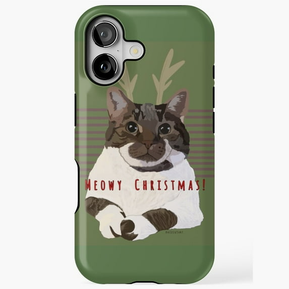 Cheerful Meowy Christmas Protective Case for iPhone 11 12 13 14 15 16 ...