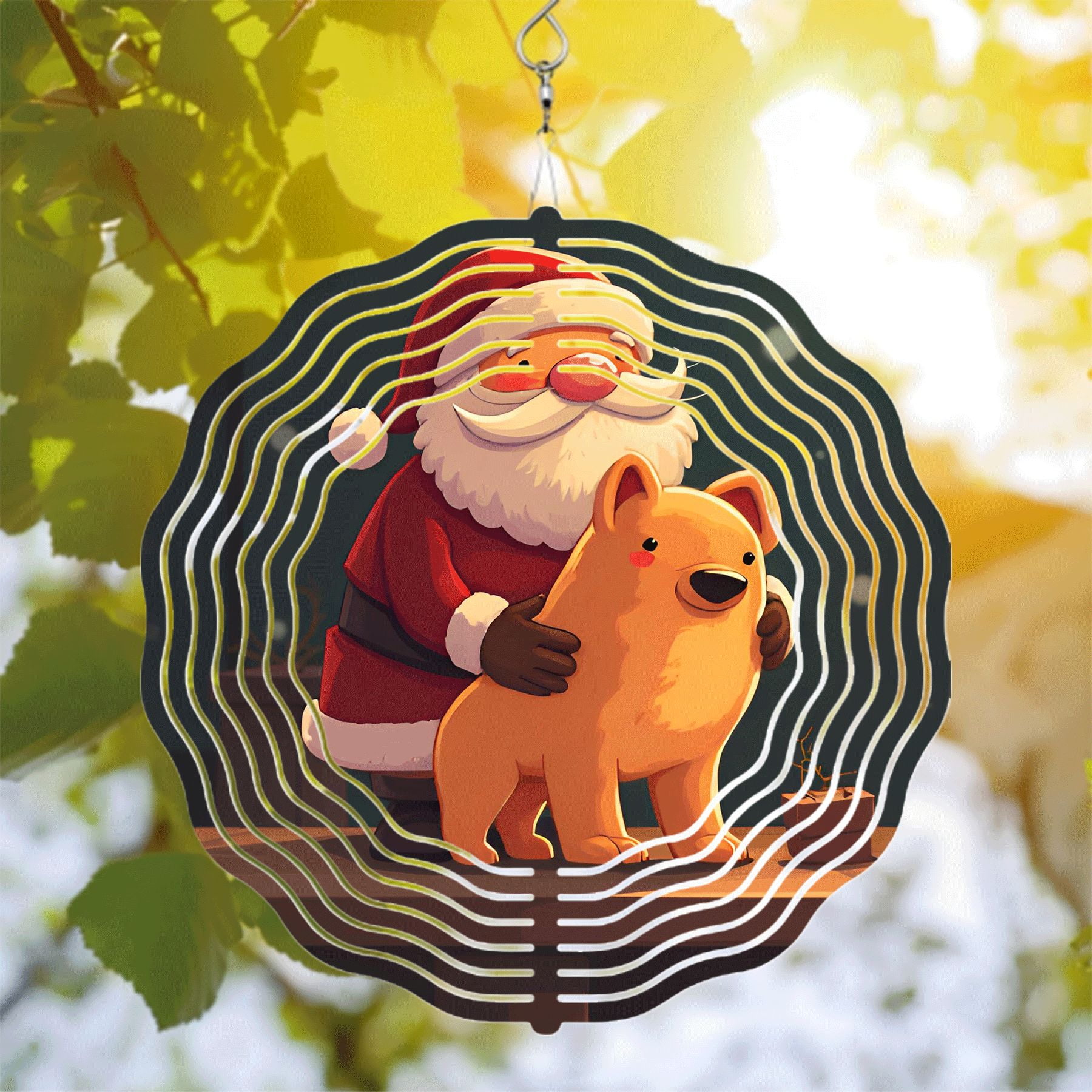 Cheerful Metal Hanging Wind Spinner with Radiating Concentric Lines ...