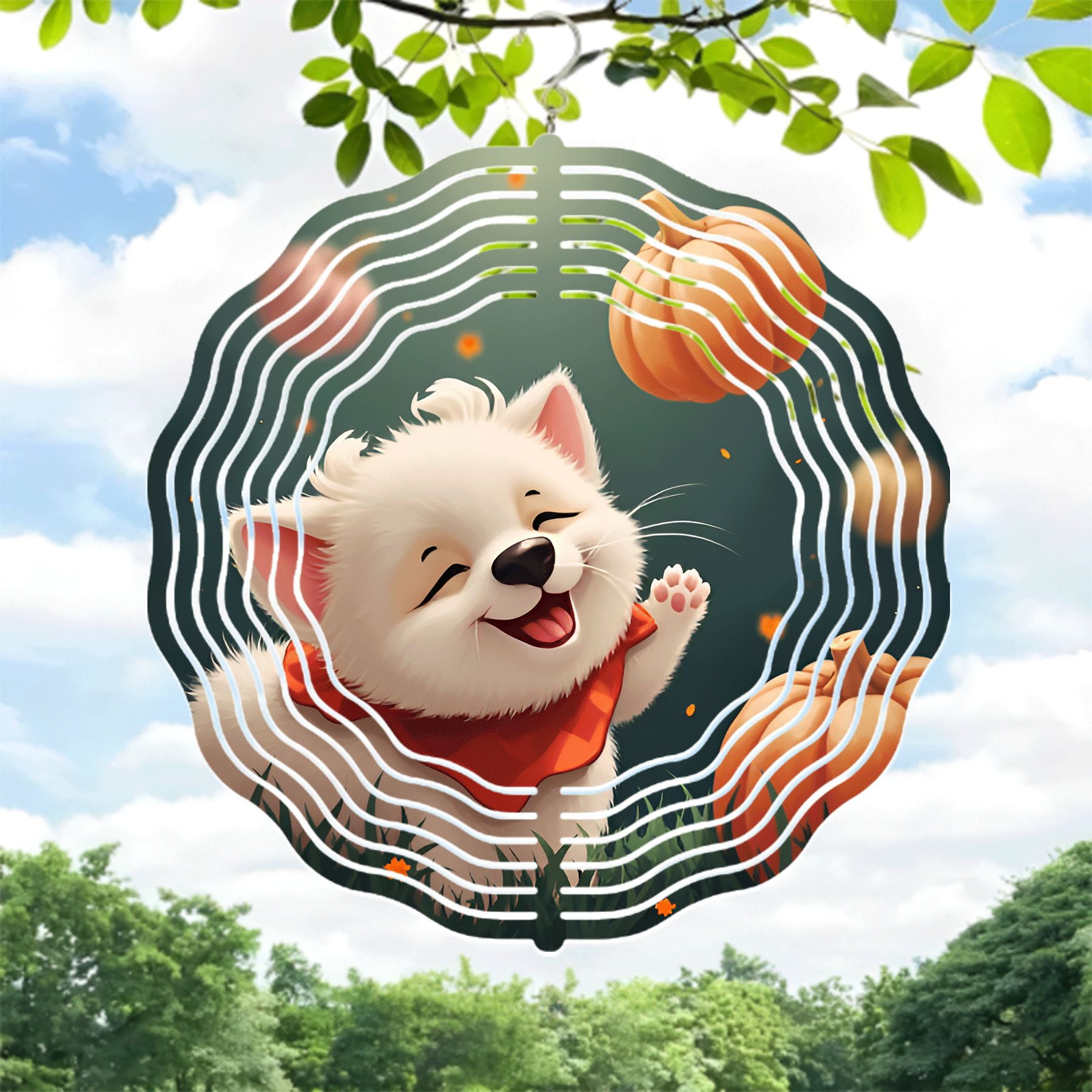 Cheerful Metal Hanging Wind Spinners with Wavy Patterns & Autumn ...