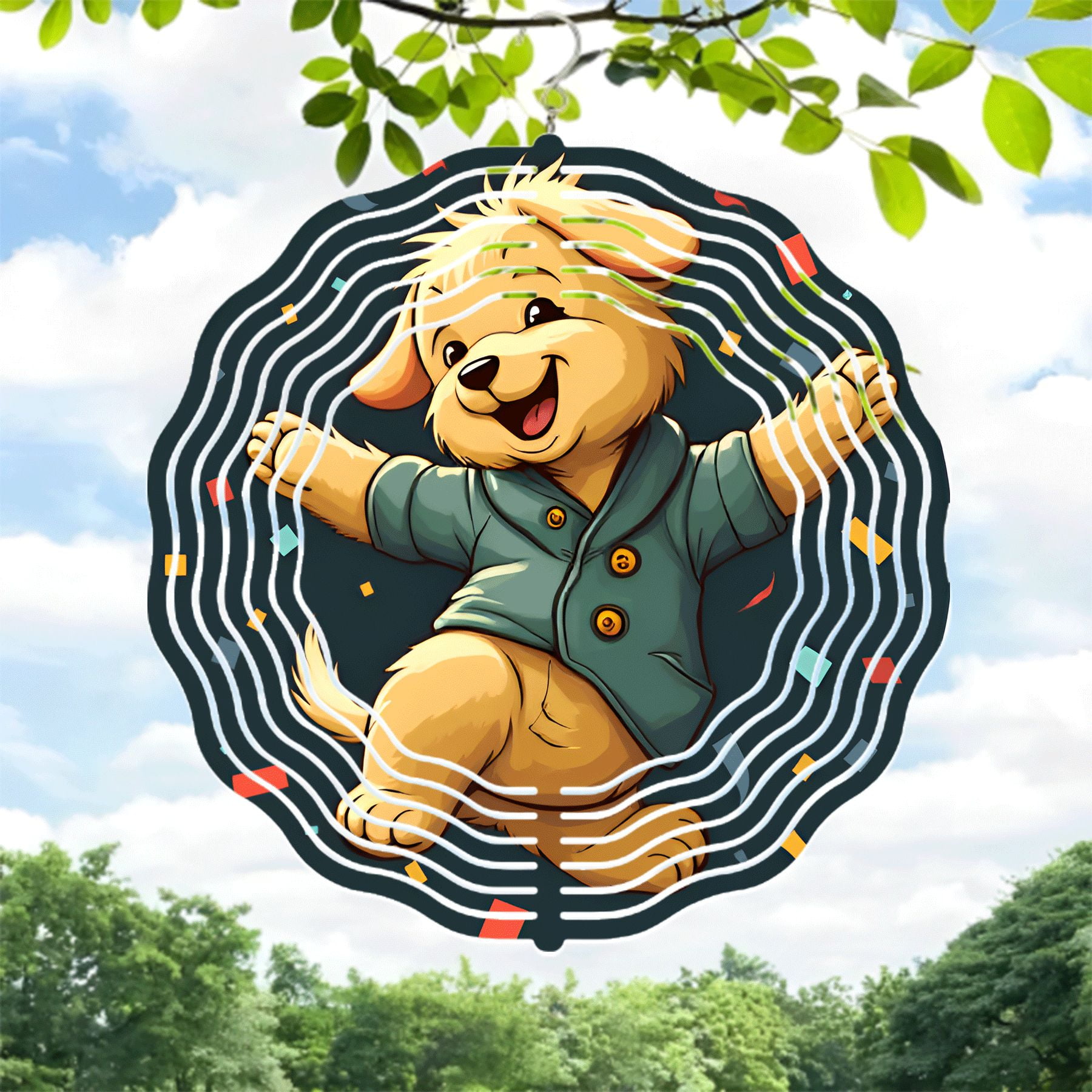 Cheerful Metal Wind Spinner - Dynamic Circular Design with Colorful for ...