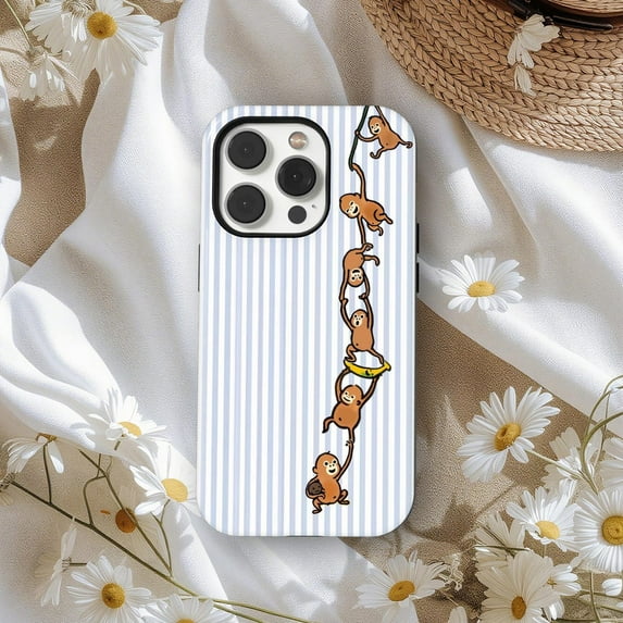Cheerful Monkey Blue Chain Cute Animal Cartoon Modern Pattern for ...