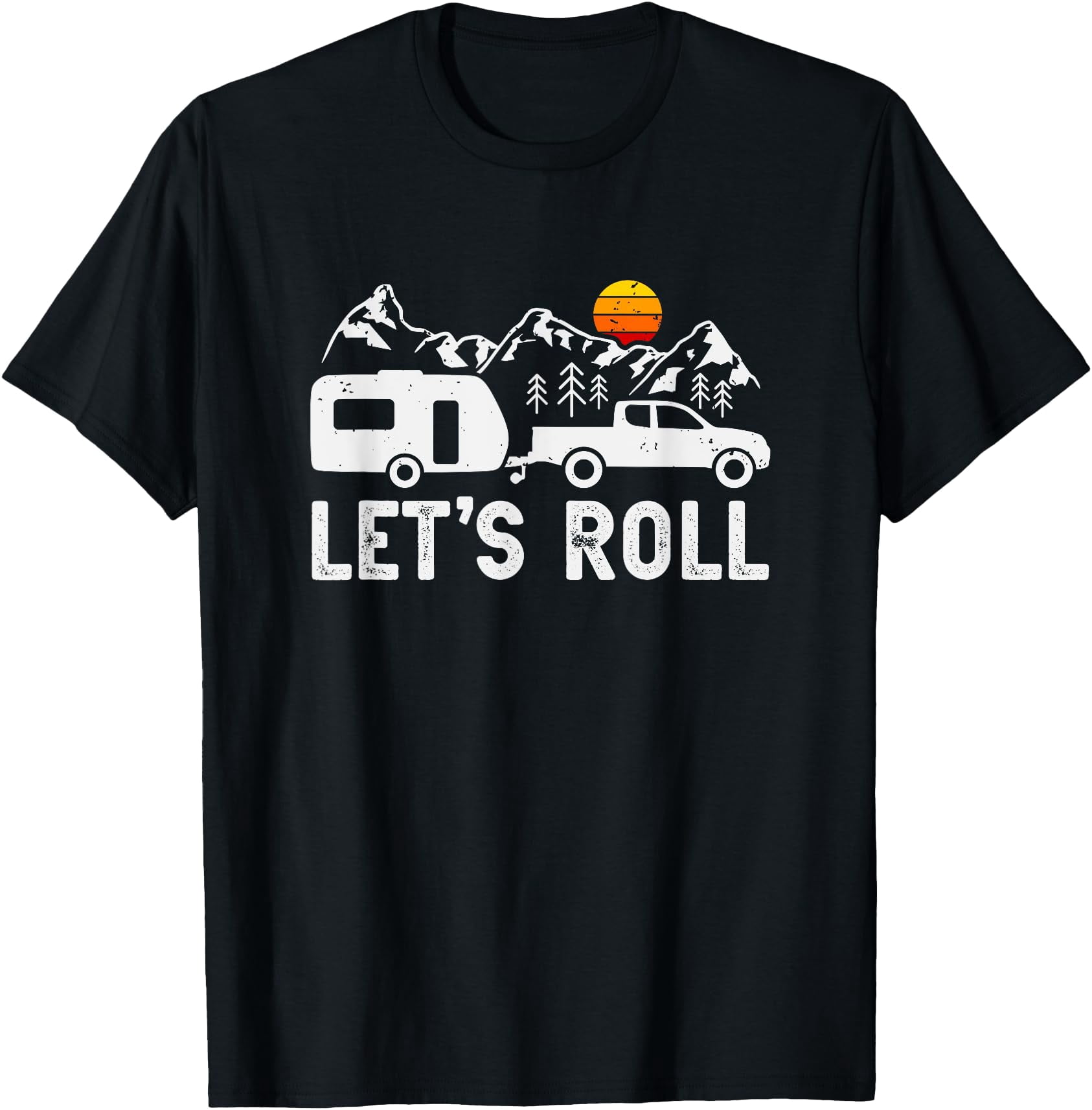 Cheerful Mountains Camper T-Shirt for Outdoor Adventure Enthusiasts ...