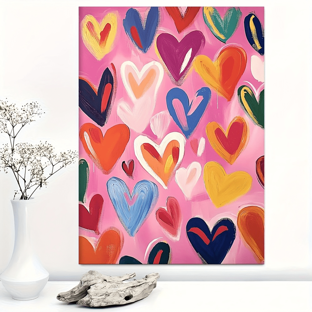 Cheerful Multi-Color Heart Cluster Canvas Print - Urban Studio ...