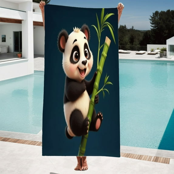 Cheerful Panda Beach Towel - Whimsical Design with Sparkling Eyes ...