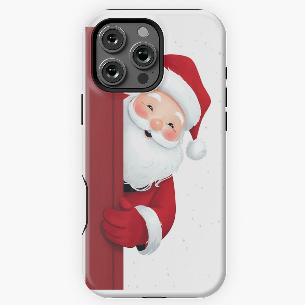 Cheerful Peeking St. Nick Art Phone Case for iPhone 11 12 13 14 15 16 ...