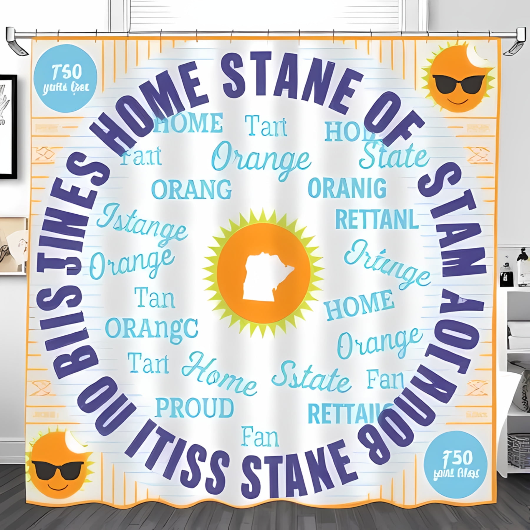 Cheerful Pride Shower Curtain with Playful Word Pattern and Whimsical ...